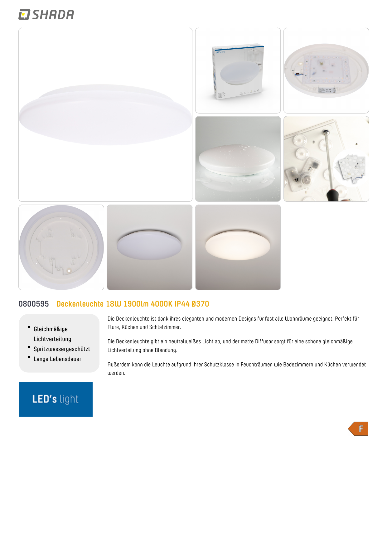 LEDs Light LED-Deckenleuchte 18W 4000K 1600lm IP44 (Ø37cm) ab 9,99 ...